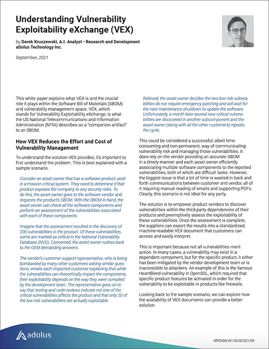 Download Vulnerability Exploitability eXchange (VEX) White Paper