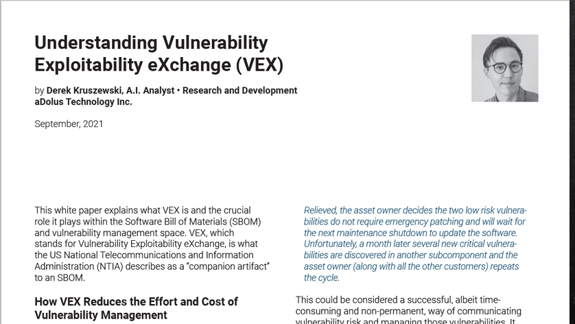 Download Vulnerability Exploitability eXchange (VEX) White Paper